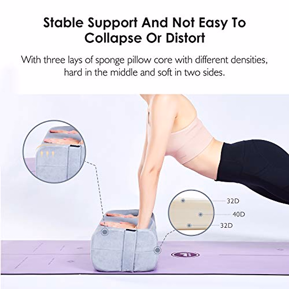 REEHUT Yoga Bolster Pillow, Comfortable Meditation Pillow of Mixed Density, Covered with Machine Washable Suede Pillowcase with Handle (Grey)