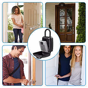 AMIR Key Lock Box Extra Large, Push Button Combination Lock Box for Keys Outdoor, Wall Mounted LockBox for House Keys with 12-Digit Combination Resettable Code, Key Hider Safe Box for Home Hotels