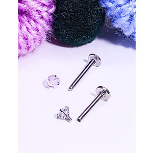 Prjndjw 48Pcs Lip Rings 16G Surgical Steel Labret Studs Monroe Ring Piercing Jewelry for Women Men Conch Cartilage Tragus Helix Earring Barbells 10MM Glow in the Dark