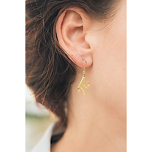 Pi Symbol Stainless Steel Dangle Earrings (Black)