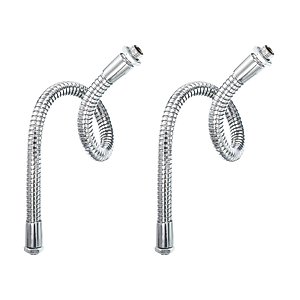 PATIKIL 11.8" Universal Gooseneck Hose, 2Pcs M10/M8 Fine Thread 10mm Metal Bendable Flexible Arm Gooseneck Tube Extension for Multifunction DIY, Silver Tone