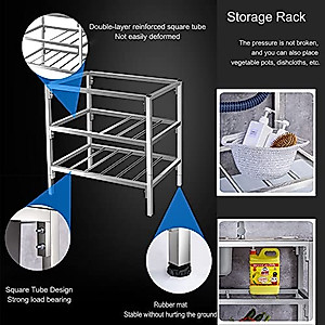 Utility Stainless Steel Single Bowl Kitchen Sink,Commercial Restaurant Movable Free-standing Sink,Laundry Sink,Portable Sink,with Faucet,Drainer,Drain Pipe,Storage Shelf,for Farmhouse,Outdoor,Garage (