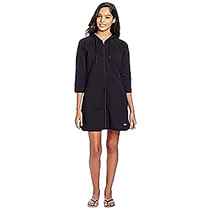 Speedo Women's Uv Cover Up Aquatic Quarter Sleeve Robe Solid Speedo Black, Large