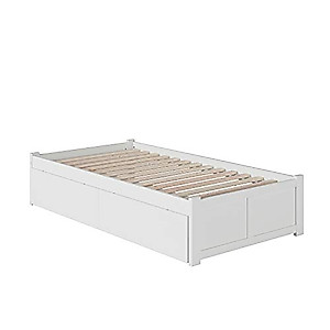 AFI Concord Twin XL Size Platform Bed with Footboard & Storage Drawers in White