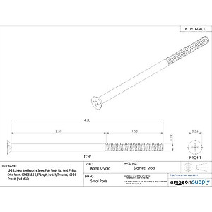 Small Parts 18-8 Stainless Steel Machine Screw, Plain Finish, Flat Head, Phillips Drive, Meets ASME B18.6.3, 4" Length, Partially Threaded, #10-24 UNC Threads (Pack of 10)