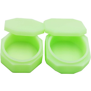KUVIS 223ml 34ml Silicone Wax Concentrate Container 15ml 26ml Skull Hexagon Barrel Non-stick Food Storage Jars (Glow-In-The-Dark)