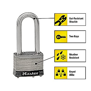 Master Lock 5SSQLJ Stainless Steel Outdoor Padlock with Key, 4 Pack Keyed-Alike, Silver