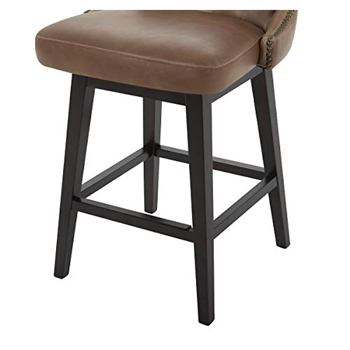 Amazon Brand – Stone & Beam Morgan Faux Leather Memory-Swivel Counter-Height Barstool, 38.2"H, Brown
