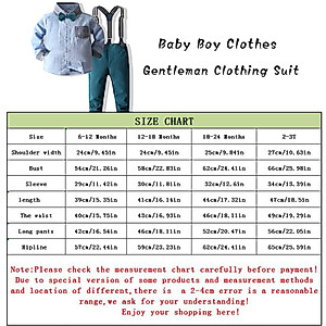 Kimocat Baby Boy Clothes Gentleman Clothing Suit for Newborn Baby Bow Tie Shirt + Suspender Trousers (Grey 1, 2-3T)