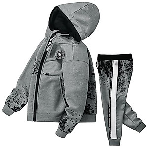 W JIANWANG Boys' Tracksuits Kids Activewear Boys Clothing Sets Jogger Sweat Suits Toddler Sweatsuit Track Active Jackets and Pants 2 Piece Outfits Size 2 3 4 5 6 7 8 JW-134-2-3T