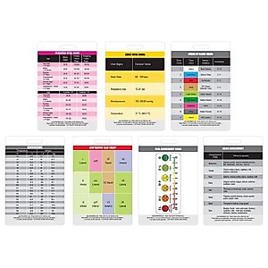 Essential CNA/MA/Tech Vertical Reference 7 Badge Card Set - Perfect for Technicians, Medical Assistants and Certified Nursing Assistants!