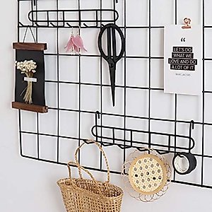 FRIADE Black Grid Hooks Rack for Wall Grid Panel,Hanging Hooks for Wall Grid Storage and Display，Size 10.7”x 2.8”x1.8 ”，2 Pack