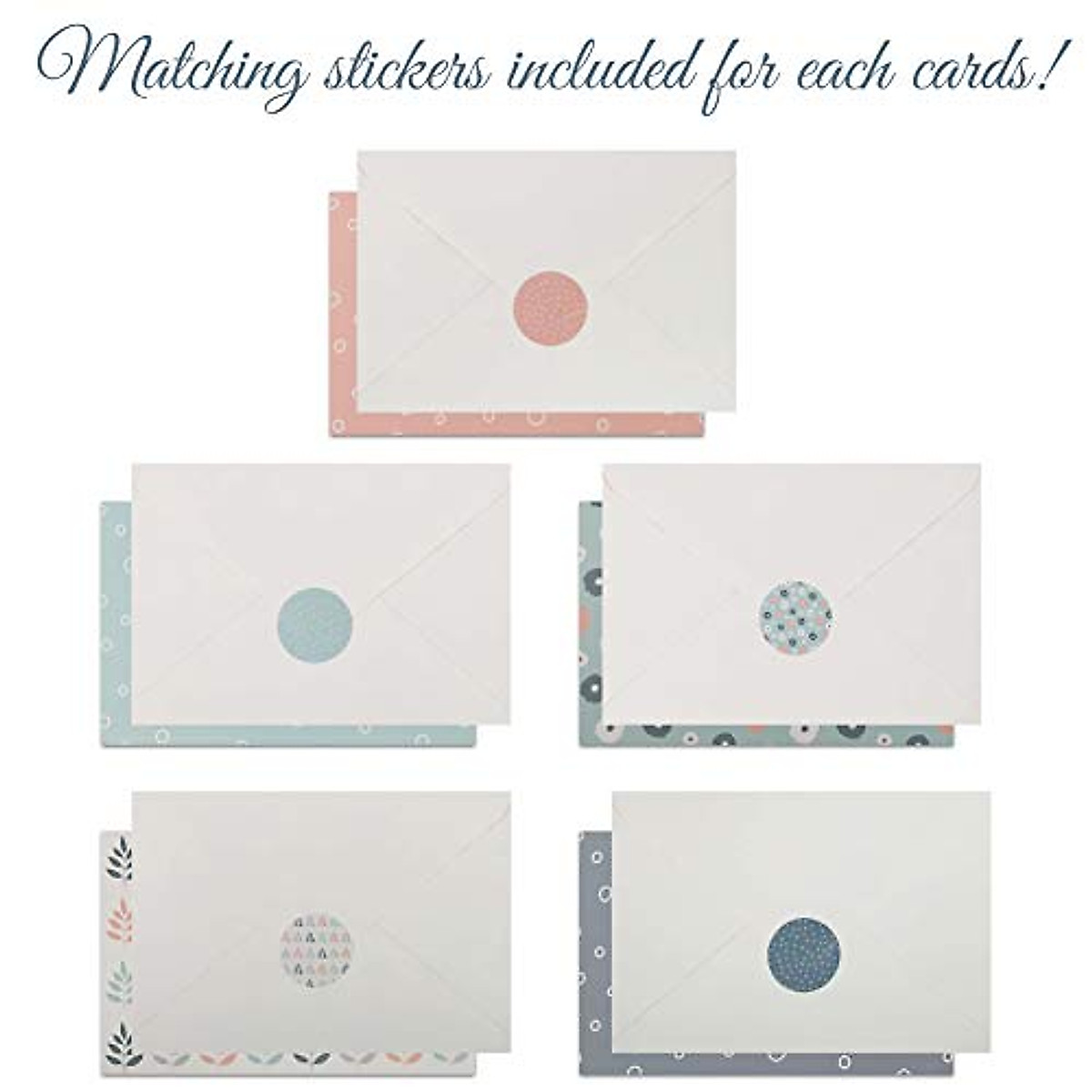 40 Blank Note Cards with Envelopes & Stickers | 4” x 6” Bulk Boxed Set of all Occasions Greeting Notecards | Assortment of Colored Stationary Plain Greeting Cards.