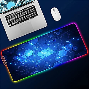Gaming Mouse Pads Hexagon Shaped Large RGB Mouse Pad Gamer Computer Desk Mat Gaming Accessories Extended Led Keyboard Pad with Lock Edge 60X120Cm/Xxxl