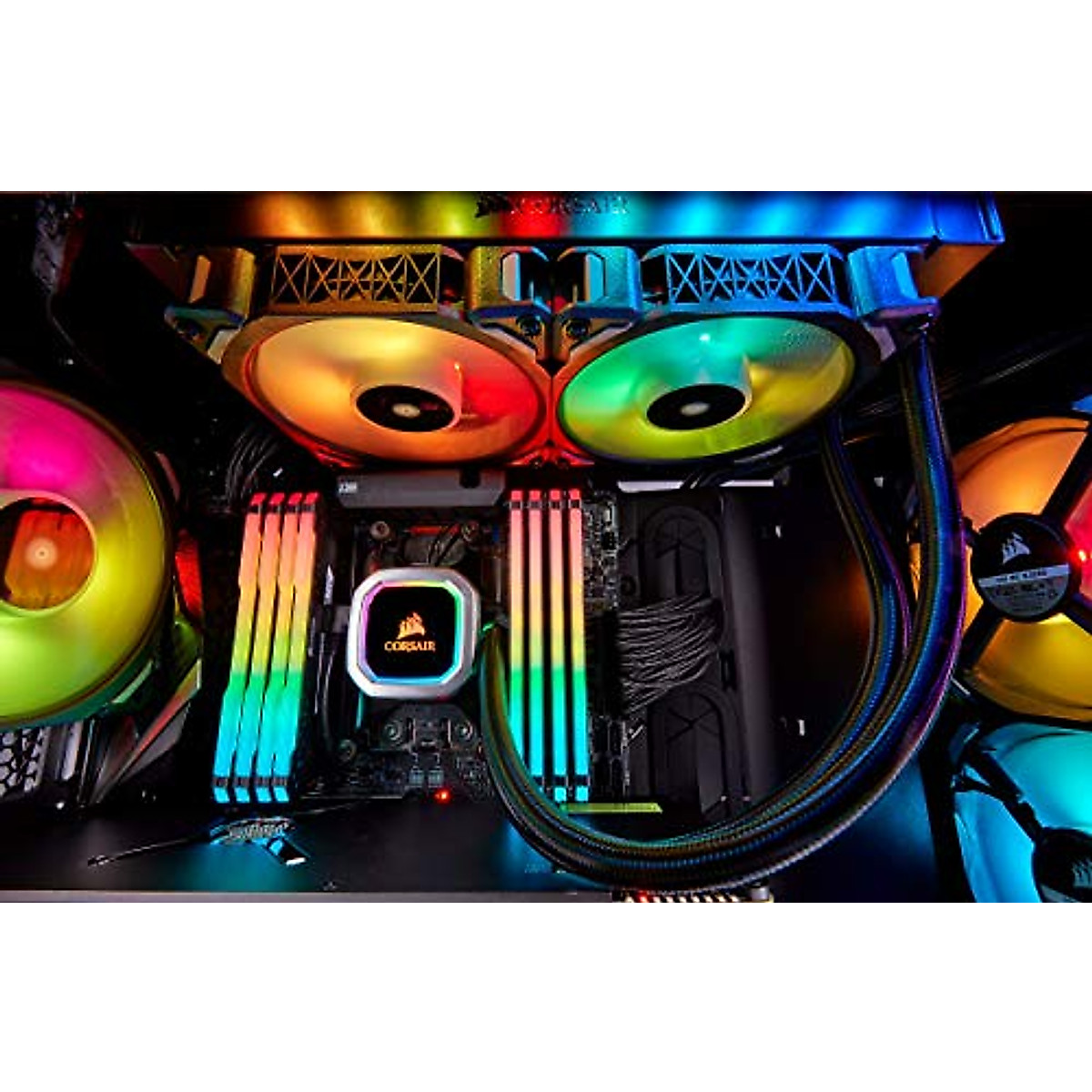 Corsair H100i RGB PLATINUM AIO Liquid CPU Cooler,240mm,Dual ML120 PRO RGB PWM Fans,Intel 115x/2066,AMD AM4/TR4