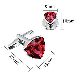 Swarovski Crystal Cuff links and Tuxedo Studs for Men in Gift Box, Birthday Christmas Valentines Day Gifts, Mens Jewelry or Accessories for Wedding Party