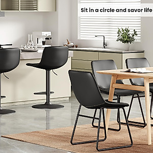 Soohow Set of 2, Kitchen Room Mid Century Midcentury Modern Faux Leather Comfortable, Home, Bistro Coffee Shop, Dining Chairs 4 PCS, Black