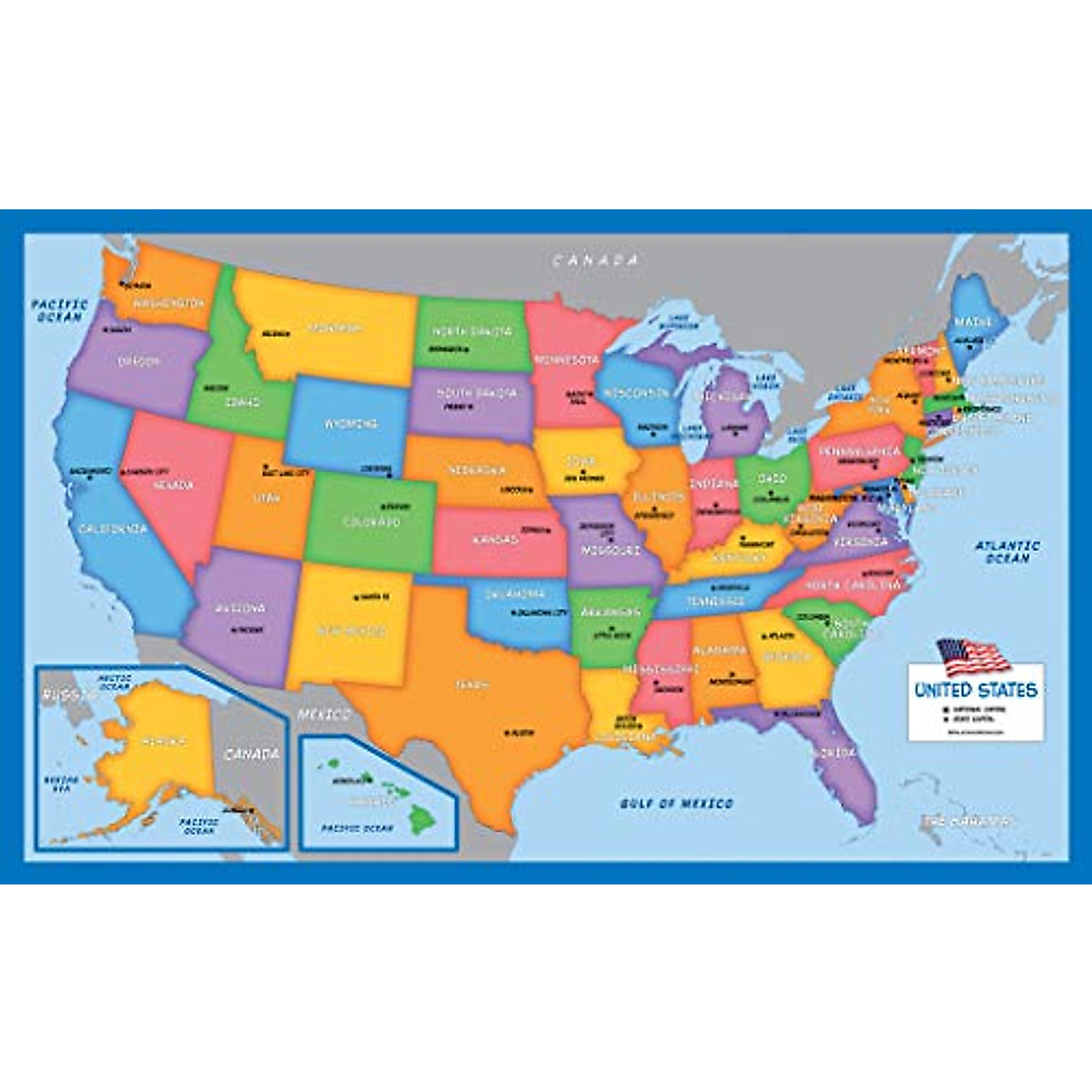 Palace Learning 2 Pack - Blank USA Map Outline Poster + Simplified USA Map for Kids [Blank] (LAMINATED, 18" x 29")