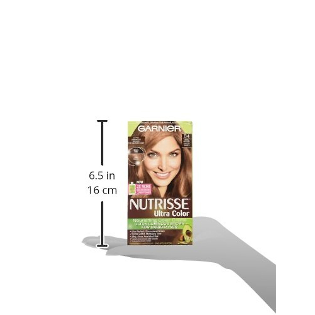 Garnier Nutrisse Ultra Color Nourishing Permanent Hair Color Cream, B4 Caramel Chocolate (1 Kit) Brown Hair Dye (Packaging May Vary)