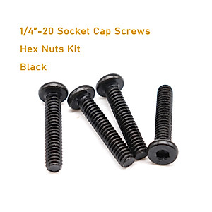 binifiMux 80pcs 1/4"-20 Black Hex Socket Cap Screws and 1/4"-20 Hex Nuts Assortment Kit, 3/8" 5/8" 1" 1-1/4" 2"
