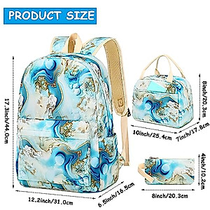Bluboon Teen Girls School Backpack Kids Bookbag Set with Lunch Box Pencil Case Travel Laptop Backpack Casual Daypacks