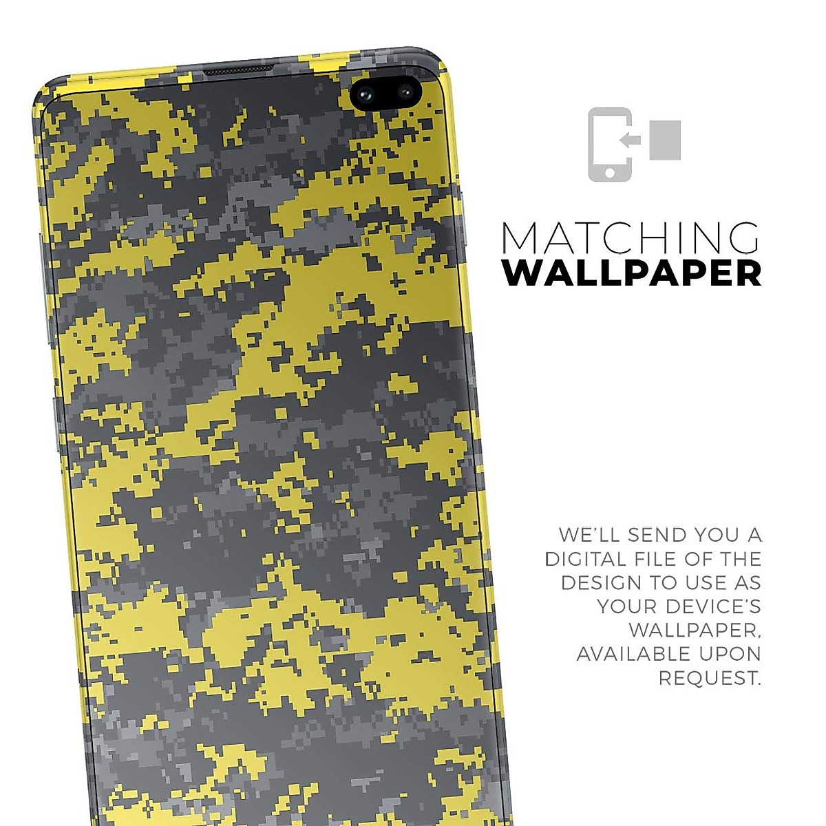 DesignSkinz Bright Yellow and Gray Digital Camouflage Protective Vinyl Decal Wrap Skin Cover Compatible with The Samsung Galaxy S20 (Screen Trim & Back Glass Skin)