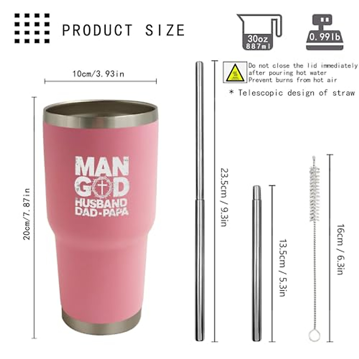 liabiliies Man of God Husband Dad papa Tumbler Coffee Tumblers 30 oz Tumbler with Lid and Straw Insulated Tumblers Stainless Steel Tumbler Funny Gifts for Women