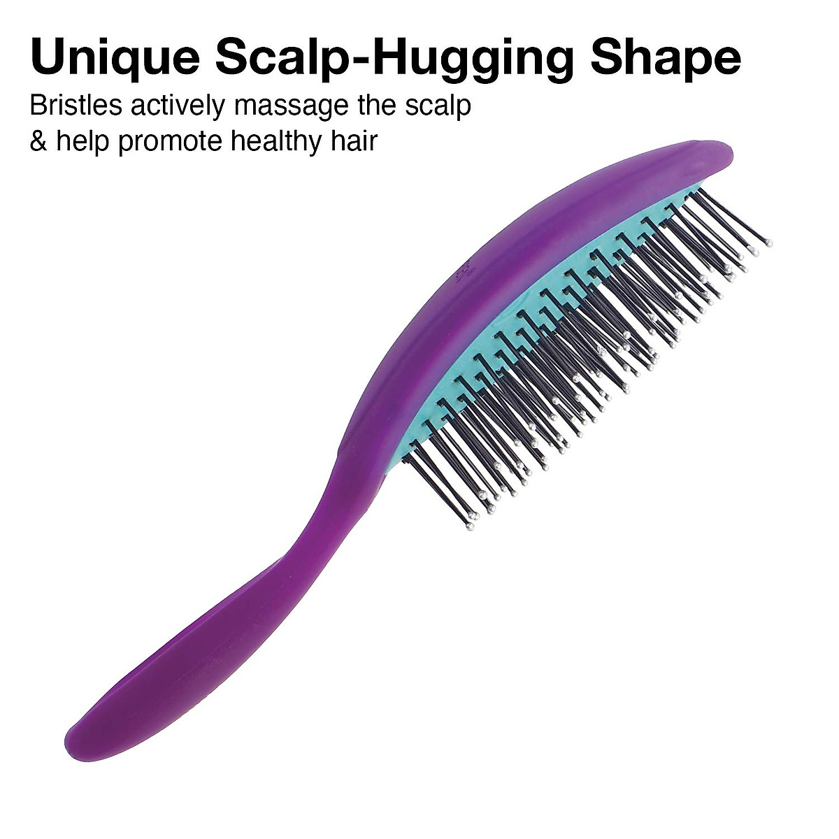 Olivia Garden OG Brush Detangler, pocket-size, perfect for travel and on-the-go, removable cushion, scalp hugging shape massages the scalp, for wet or dry hair, for women, men and children, Purple