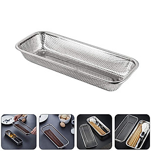 DOITOOL Dishwasher Silverware Cutlery Basket Spoon Fork Case Sink Basket Rack Organizers Cutlery Silverware Storage for Cooking Countertop Silver