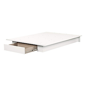 South Shore Kanagane 1-Drawer Platform Bed-Full/Queen-Pure White