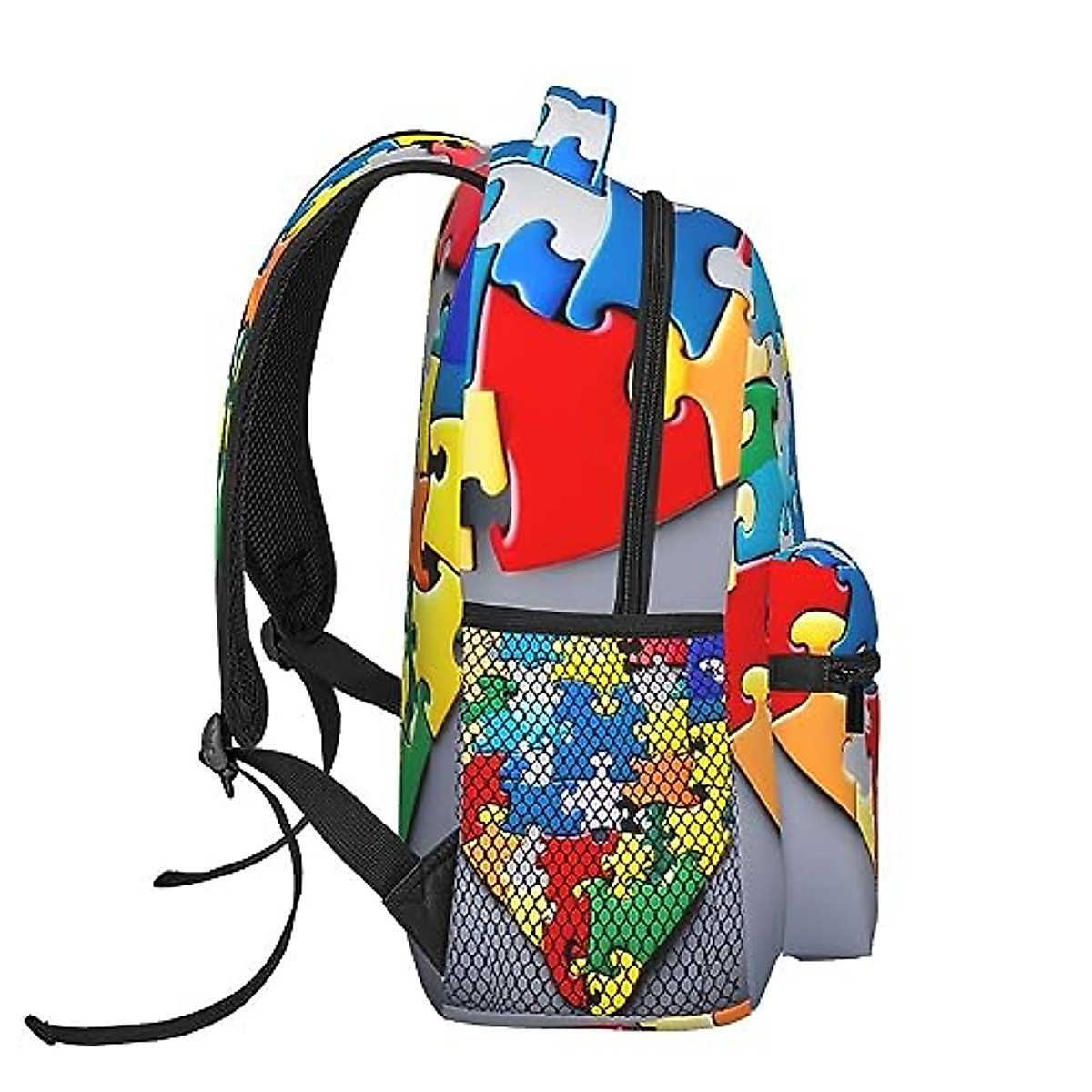 FRESQA Autism Awareness Puzzle Pieces Heart Lightweight Fashion Casual Anti-Theft Backpack,Unisex For Travel,Business Casual
