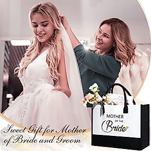 2 Pieces Mother of Bride and Groom Gift Set, Canvas Tote Bag for Mother of the Groom Mother of the Bride, Wedding, Engagement, Bridal Shower for Parents Future Mother in Law Gifts, Shoulder Bag Bulk