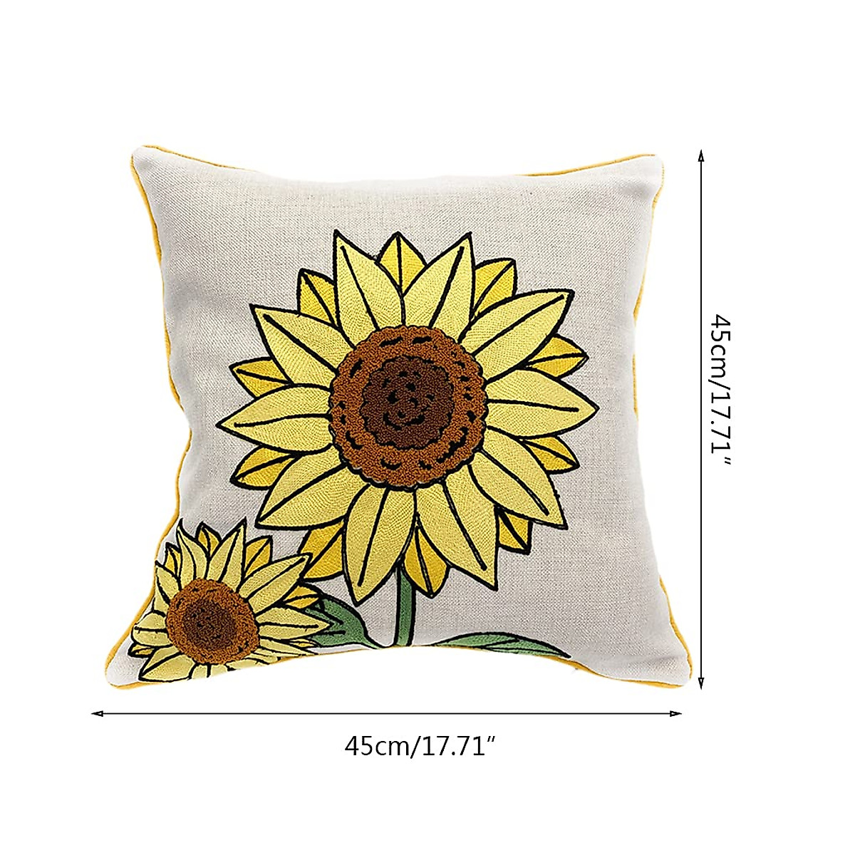 Pillow for Case Sunflower Embroidery Cushion Cover Home Decorative Pillow Cover Sofa Car Bedroom Living Room Office Supp Pillow Cases Standard Size Set of 4 Blue