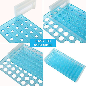 100pcs Conical Centrifuge Tubes 15mL, Clear Plastic Centrifuge Tubes with Leak-Proof Screw Caps, Plastic Graduated Lab Test Container with 2Pcs Test Tube Rack for Scientific Experiments