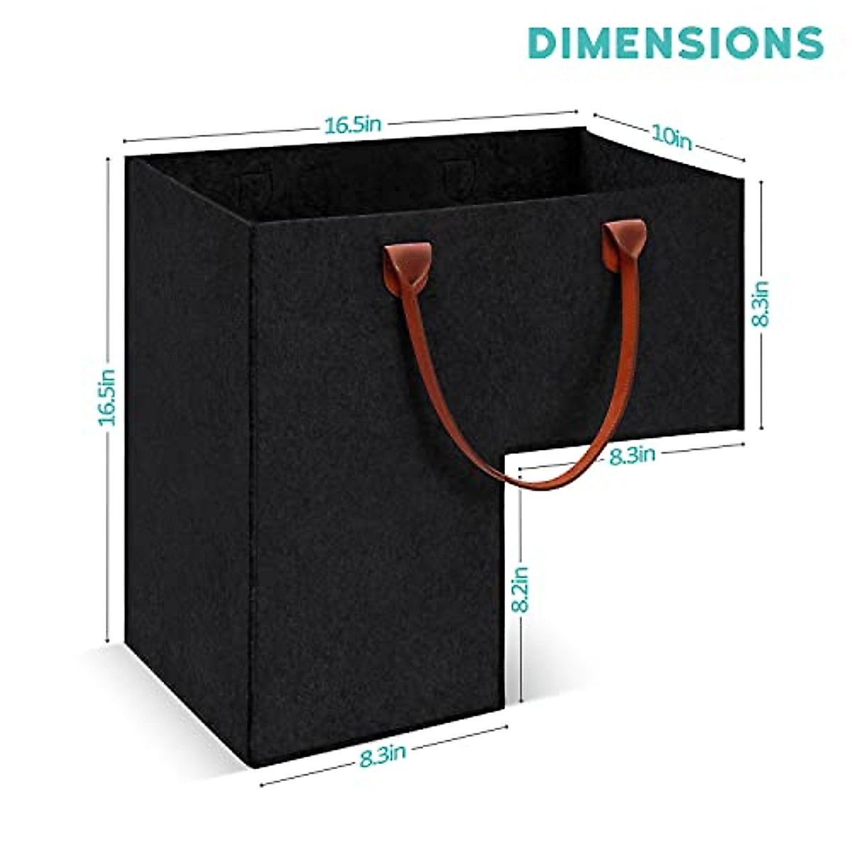 Stair Basket and Stairway Organizer with 2 Reinforced Durable Leather Handles for Standard Sized Stairsteps, Made of Non-Woven Felt Fabric, Collapsible