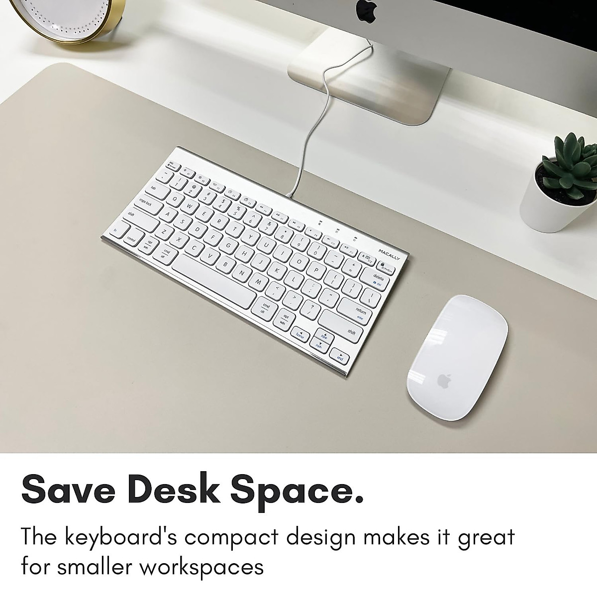 Macally Wired Keyboard for Mac | Compatible Apple Keyboard (78 Keys) External Keyboard for MacBook Pro/Air, iMac, Mac Mini/Pro - Plug and Play USB Computer Keyboard