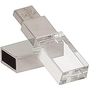 HONGPAS New Crystal Transparent Rectangle Genuine USB Flash Drive 3.0 LED Lighting Memory Stick Birthday Wedding Gift Pen Drive,Silver (32GB)…