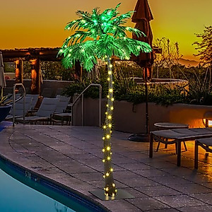 Lightshare 7 Feet Palm Tree, 96LED Lights, Decoration for Home, Party, Christmas, Nativity, Outdoor Patio
