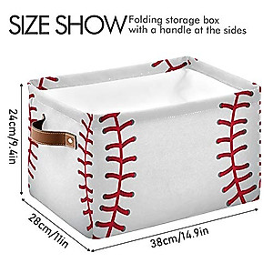 SEULIFE Abstract Baseball Sport Pattern Foldable Storage Basket, Large Collapsible Organizer Storage Bin Cube Toys Storage Boxes with Handles for Bathroom Kids Nursery Closet Storage, 1 Pack