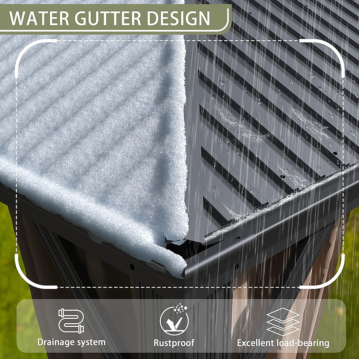 Greesum 10'x12' Hardtop Metal Gazebo, Outdoor Galvanized Steel Double Roof Canopy, Aluminum Frame Permanent Pavilion with Netting and Curtains for Lawns, Patio, Backyard and Deck