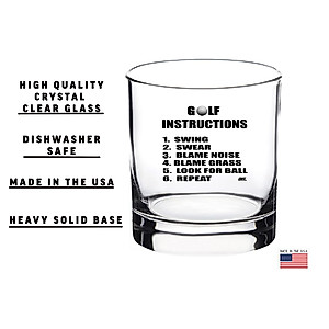 Rogue River Tactical Funny Golf Instructions Old Fashioned Whiskey Glass Drinking Gag Cup Gift For Golfer Golfing