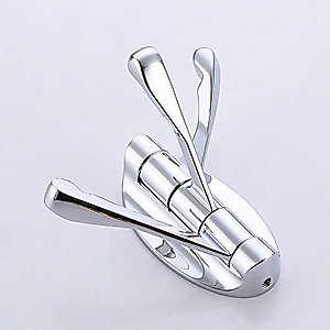 KES Solid Metal Swivel Hook Heavy Duty Folding Swing Arm Triple Coat Hook with Multi Three Foldable Arms Towel Clothes Hanger for Bathroom Kitchen Garage Wall Mount Polished Chrome, A5060