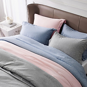 Bedsure Pink Duvet Cover Queen Size - Super Soft Cationic Dyed Duvet Cover for Kids with Zipper Closure, 3 Pieces, Includes 1 Duvet Cover (90"x90") & 2 Pillow Shams, NO Comforter