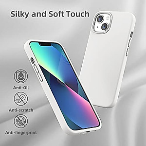 K TOMOTO Compatible with iPhone 13 Case, [Drop Protection] [Anti-Scratch] Shockproof Liquid Silicone Anti-Fingerprint Cover with Microfiber Lining Phone Case for iPhone 13 6.1" (2021), White