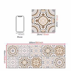 10 PCS 7.9in×7.9in Vinyl Flooring Peel and Stick Floor Tile/Coverings Easy to Install and Waterproof with Super Strong Peel and StickAdhesive Back for Bathroom Kitchen Floor Tiles Stairs Living Room