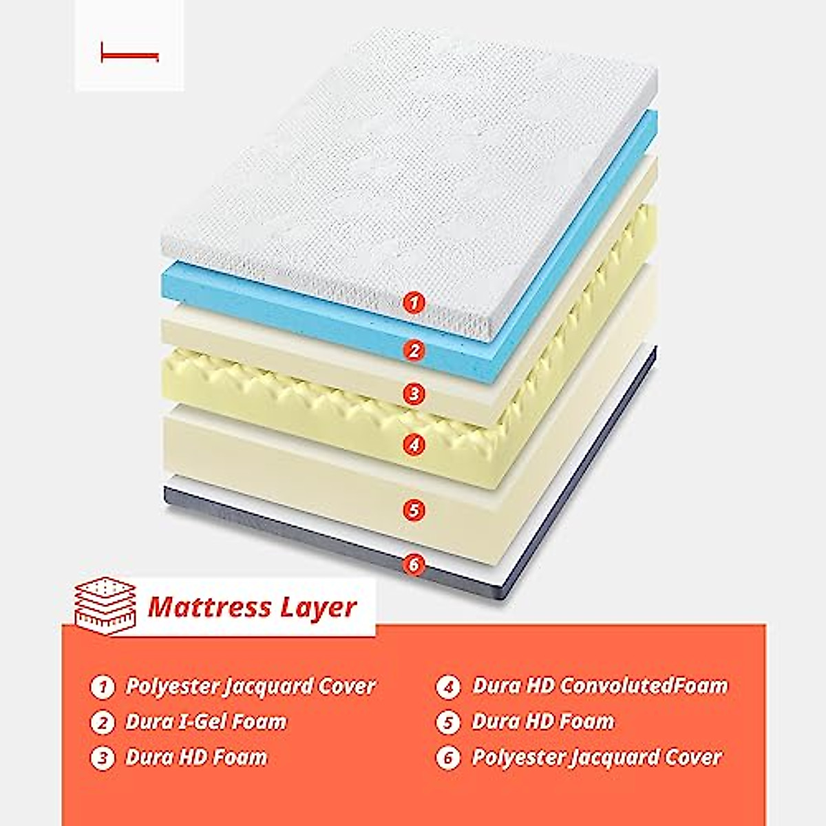 PrimaSleep 10-Inch Wave Gel Infused Memory Foam Mattress | Gray, Queen