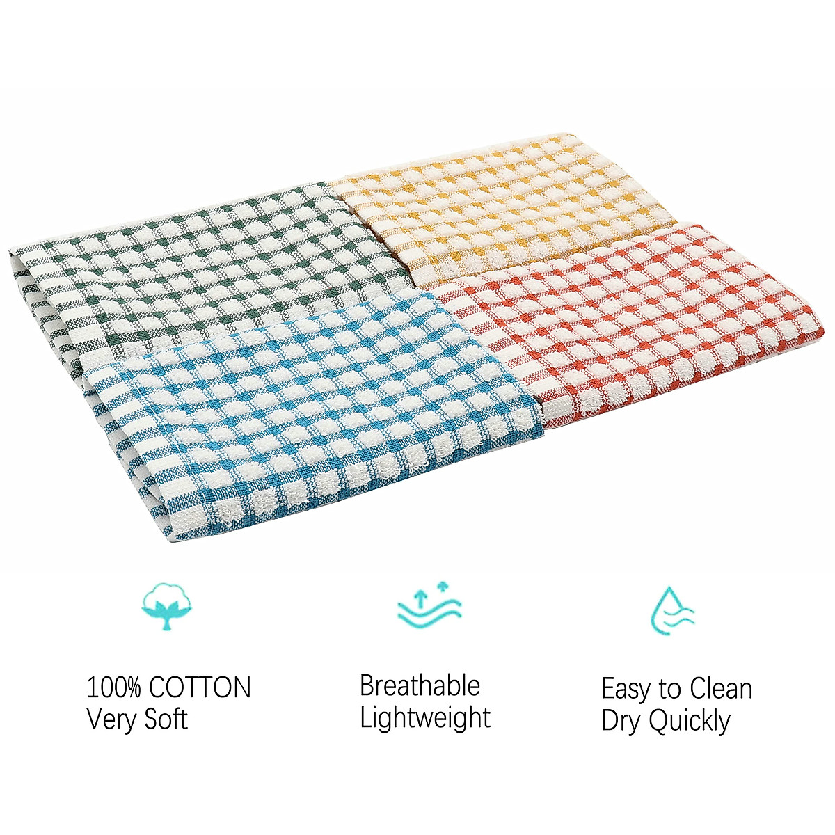 HFGBLG Cotton Cleaning Rags Terry Dish Cloths for Washing Dishes, Set of 8 Dish Rags for Cleaning, Light and Soft Dish Towels for Kitchen Drying Dishes, 11.8 Inch x 11.8 Inch (Mix Color)