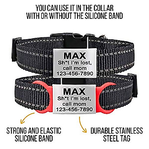 Slide On Pet Tag ID - Silent Custom Dog Tags - Name Tags Personalized - No Jingle Slide On Cat Tag ID - Engraved Collars