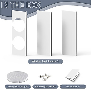 Flamorrow Dual Hose Portable Air Conditioner Window Kit, 5" Diameter Adjustable Window Seal Plates with Foam Seal Strip, Sliding AC Window Vent Kit for Exhaust Hose, White