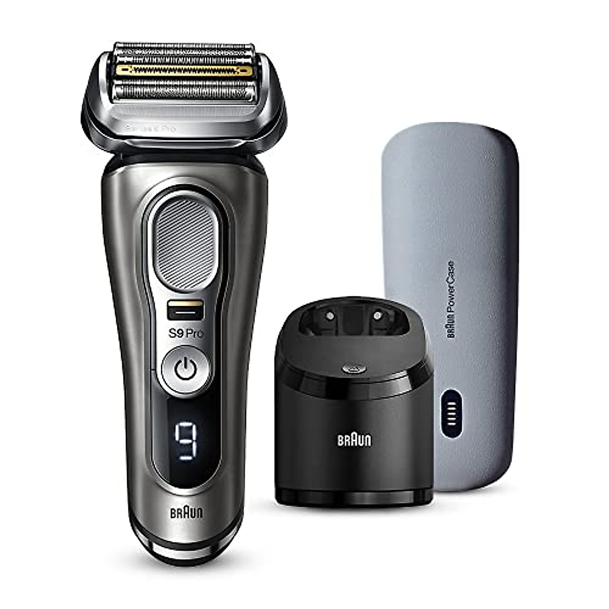 Braun 9475cc Series 9 Pro Premium Shaver with 4+1 Shaving Head, Electric Shaver & ProLift Trimmer, PowerCase, Wet & Dry, Grey